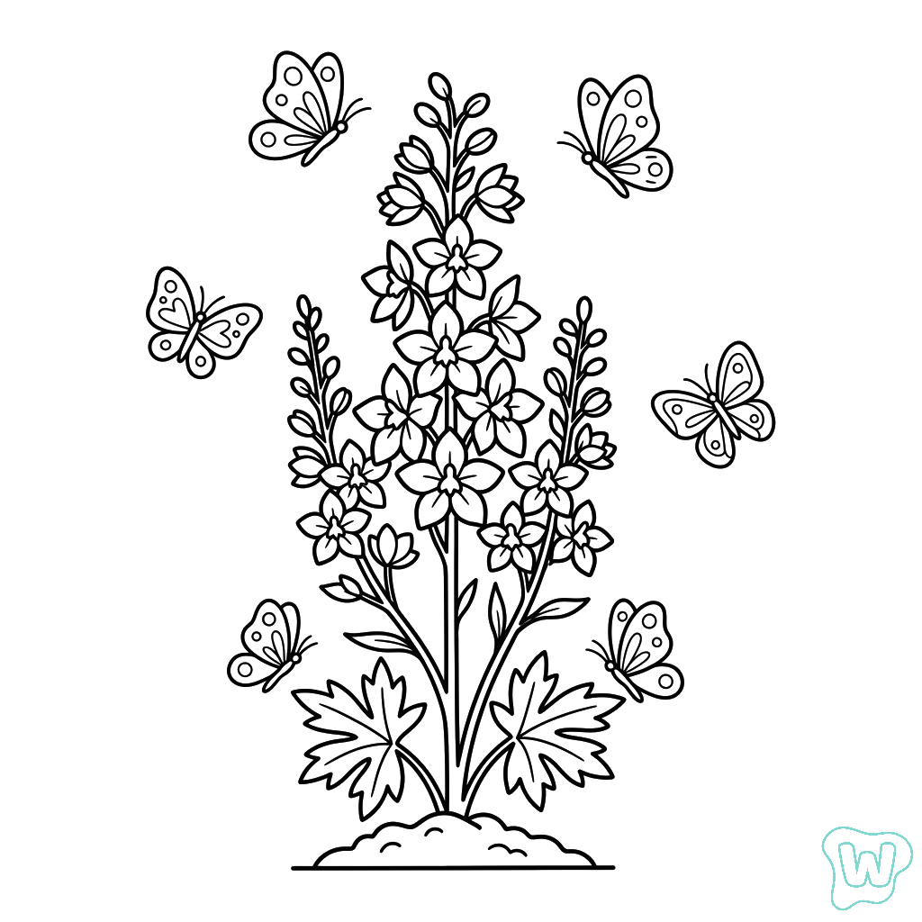15 Delphinium Para Colorear - Imprimir Gratis PDF